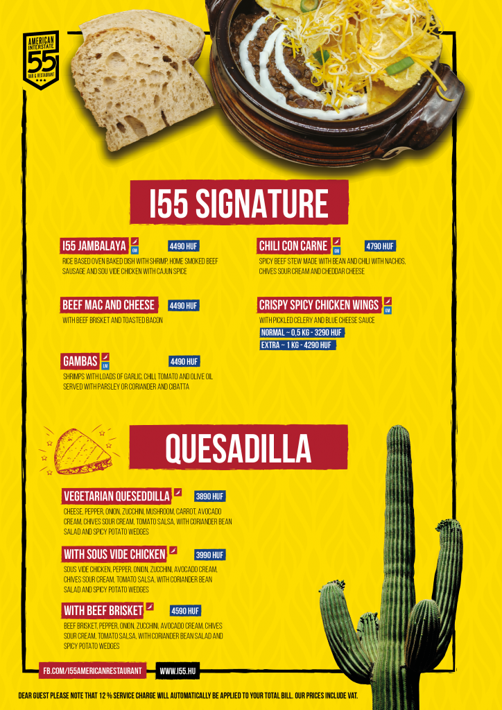 New menu - i55 Bar & Restaurant
