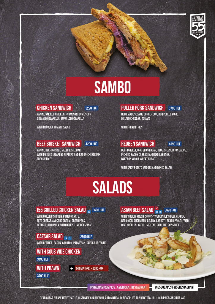 New menu - i55 Bar & Restaurant